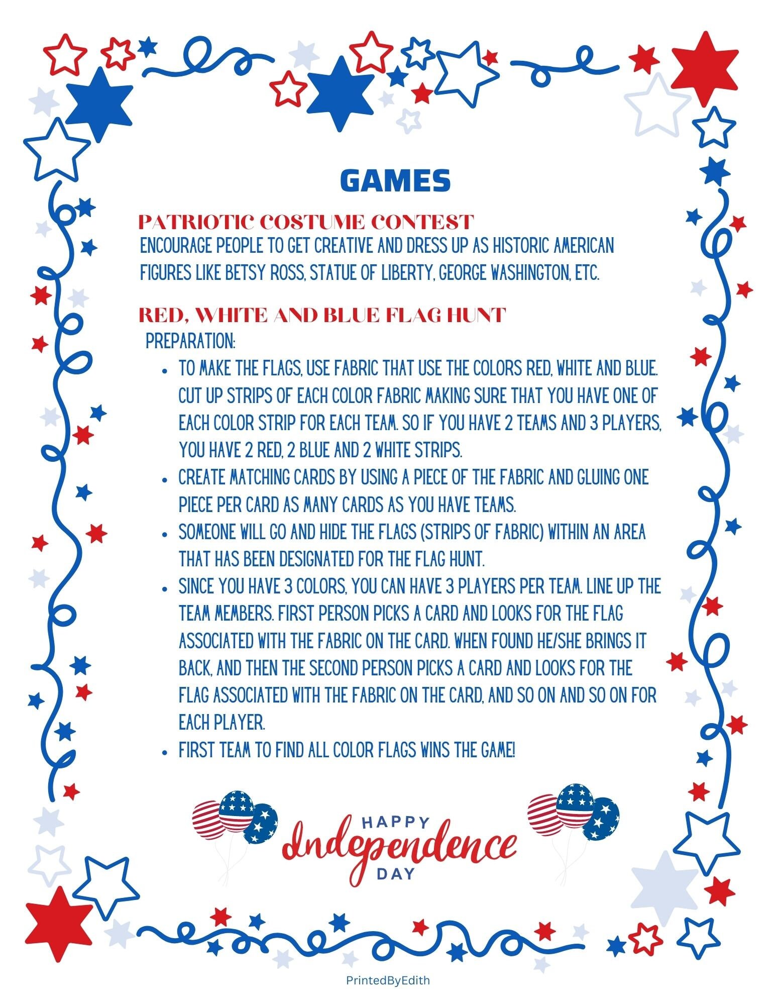Fourth of July Game Bundle, Printable Games, 4th of July Games ...