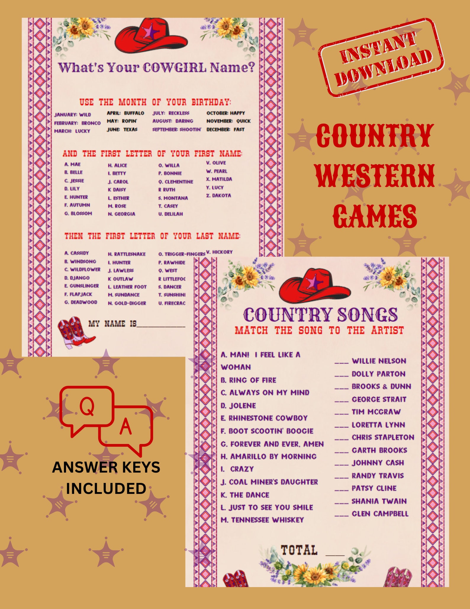 Red Hat Country Western Game Bundle - Etsy
