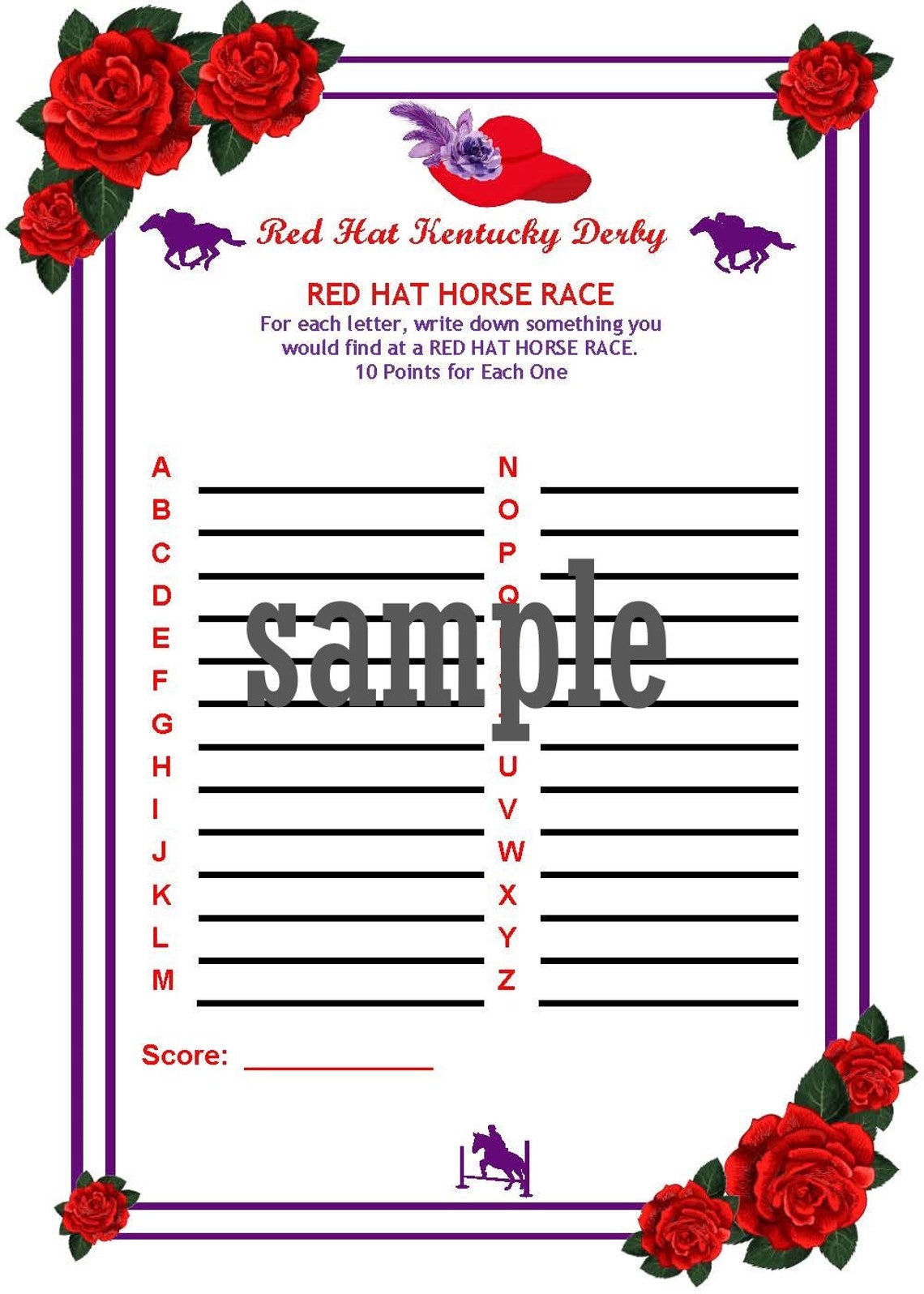 Red Hat Kentucky Derby Games Package - Etsy