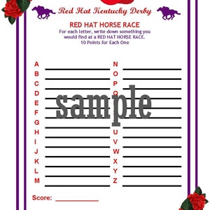 Red Hat Kentucky Derby Games Package - Etsy