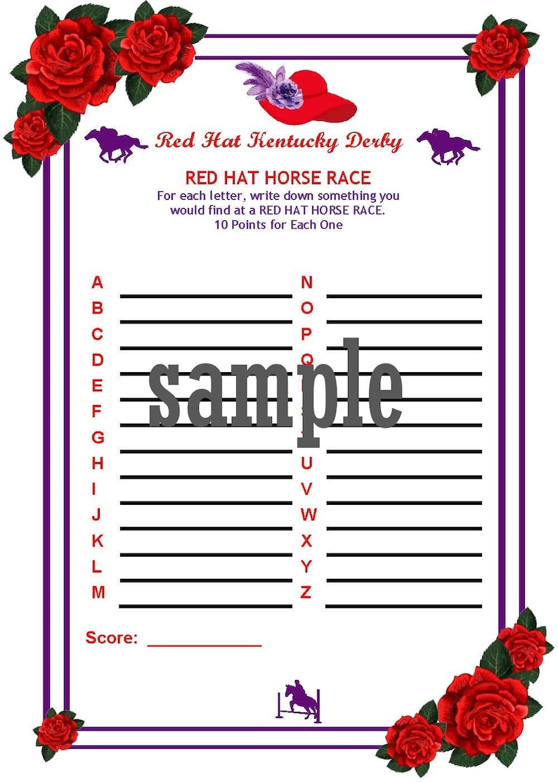 Red Hat Kentucky Derby Games Package - Etsy