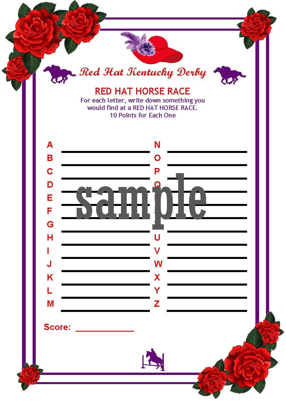 Red Hat Kentucky Derby Games Package - Etsy