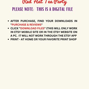 Red Hat Tea Party Game Package - Etsy