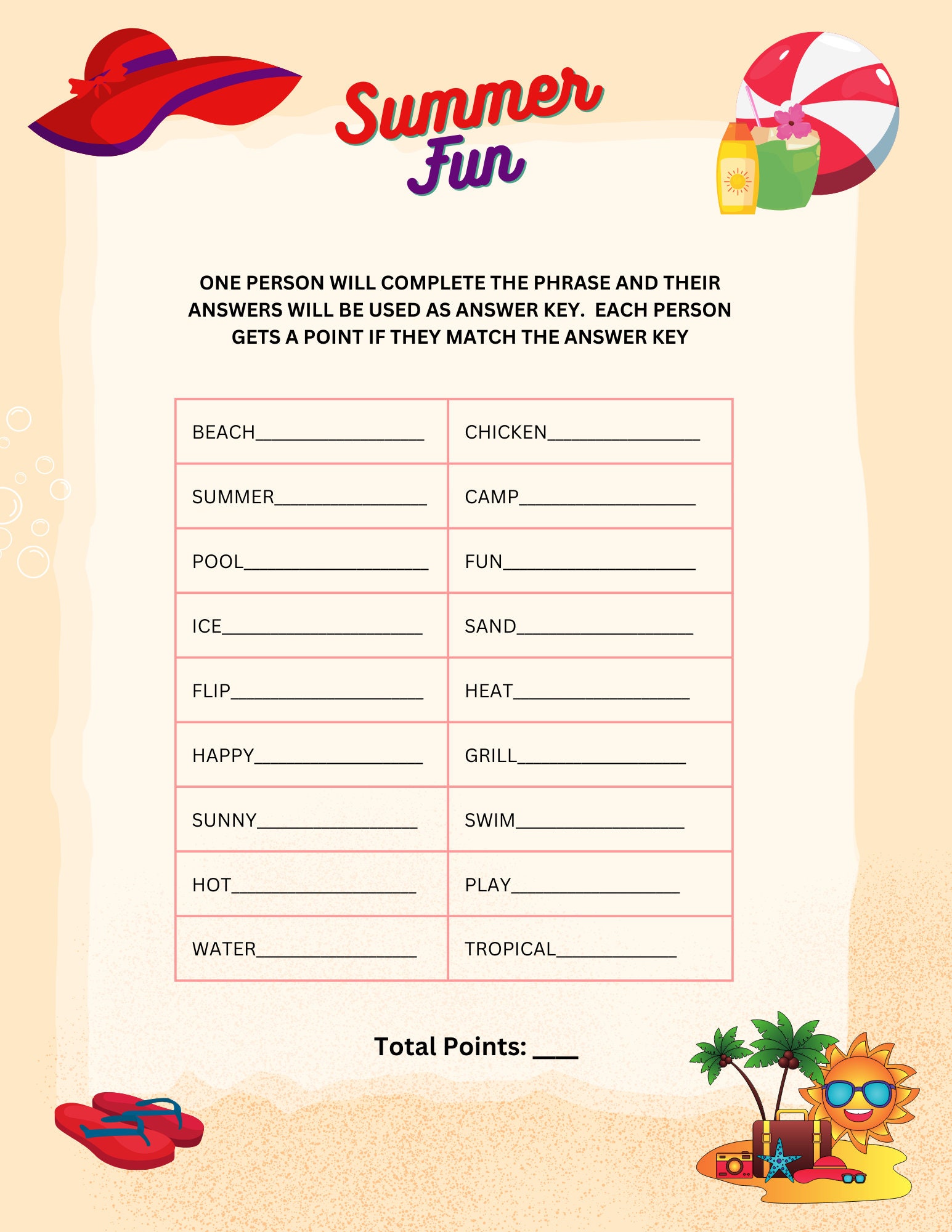 Summer Fun Games, Summer Printable Games, Summer Activities - Etsy