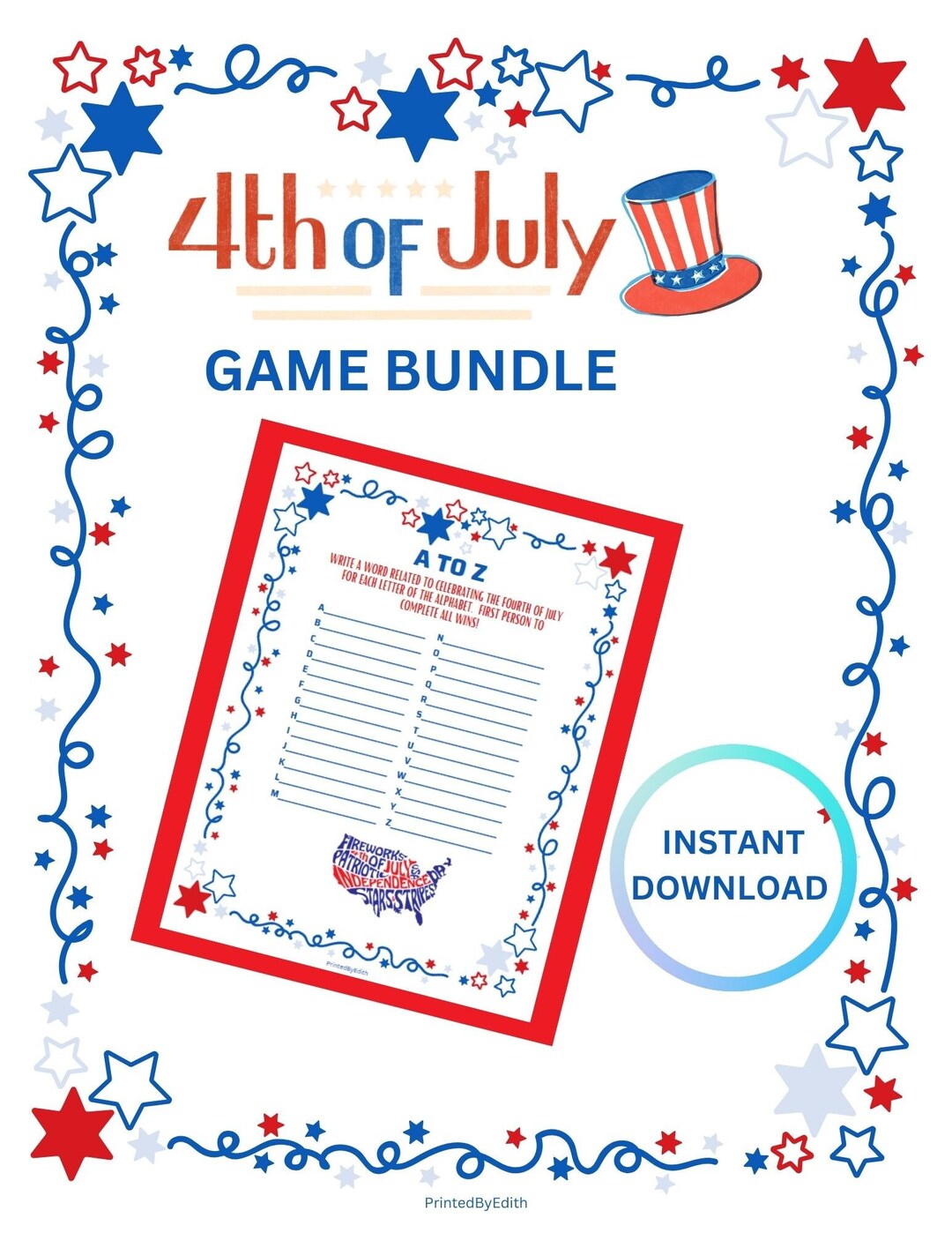 Fourth of July Game Bundle, Printable Games, 4th of July Games ...
