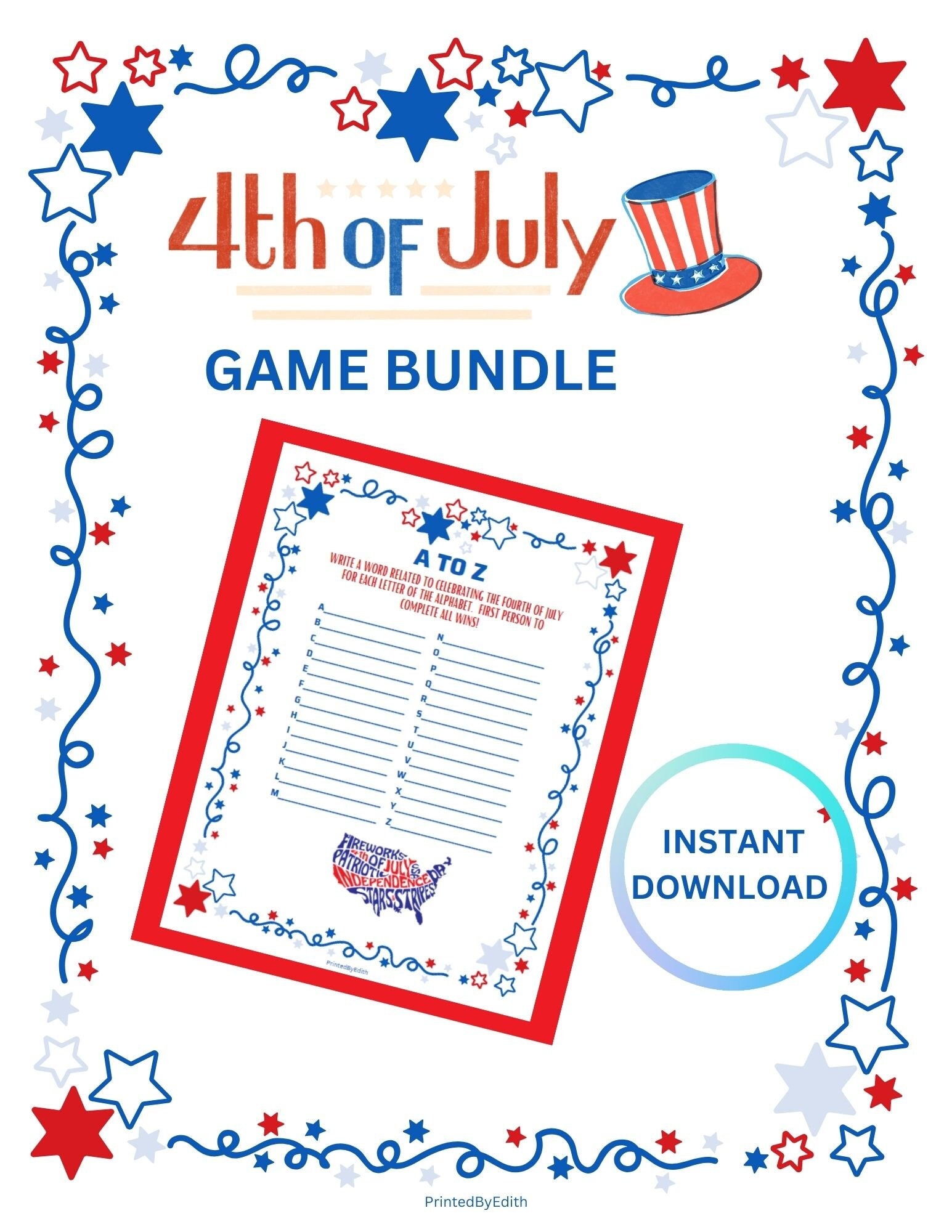 Fourth of July Game Bundle, Printable Games, 4th of July Games ...