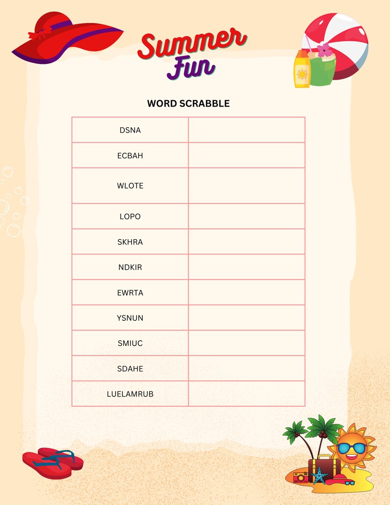 Summer Fun Games, Summer Printable Games, Summer Activities - Etsy