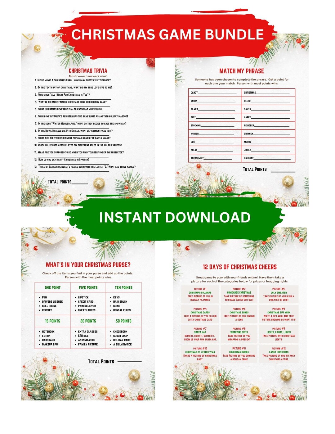 Christmas Game Bundle | Christmas Printable Games | Christmas Trivia ...