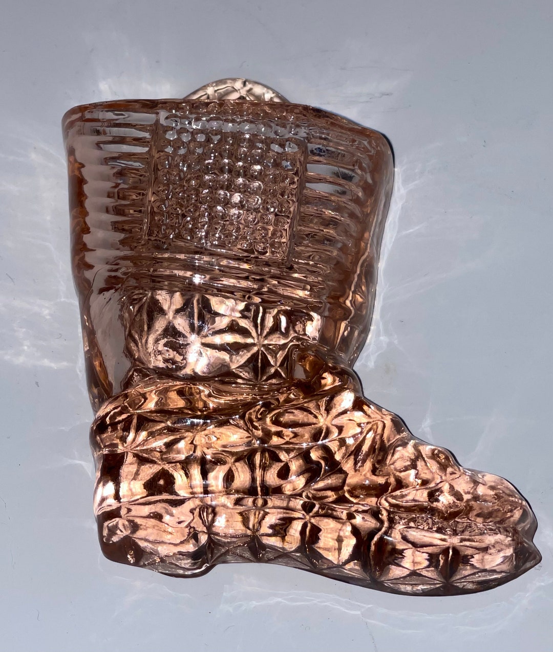 LE Smith Pink Depression Glass Wall Pocket Boot - Etsy