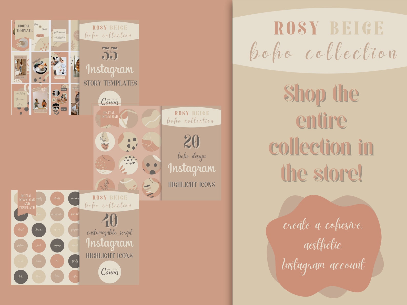 50 Boho, Neutral Instagram Post Templates Instagram Feed Post Templates ...