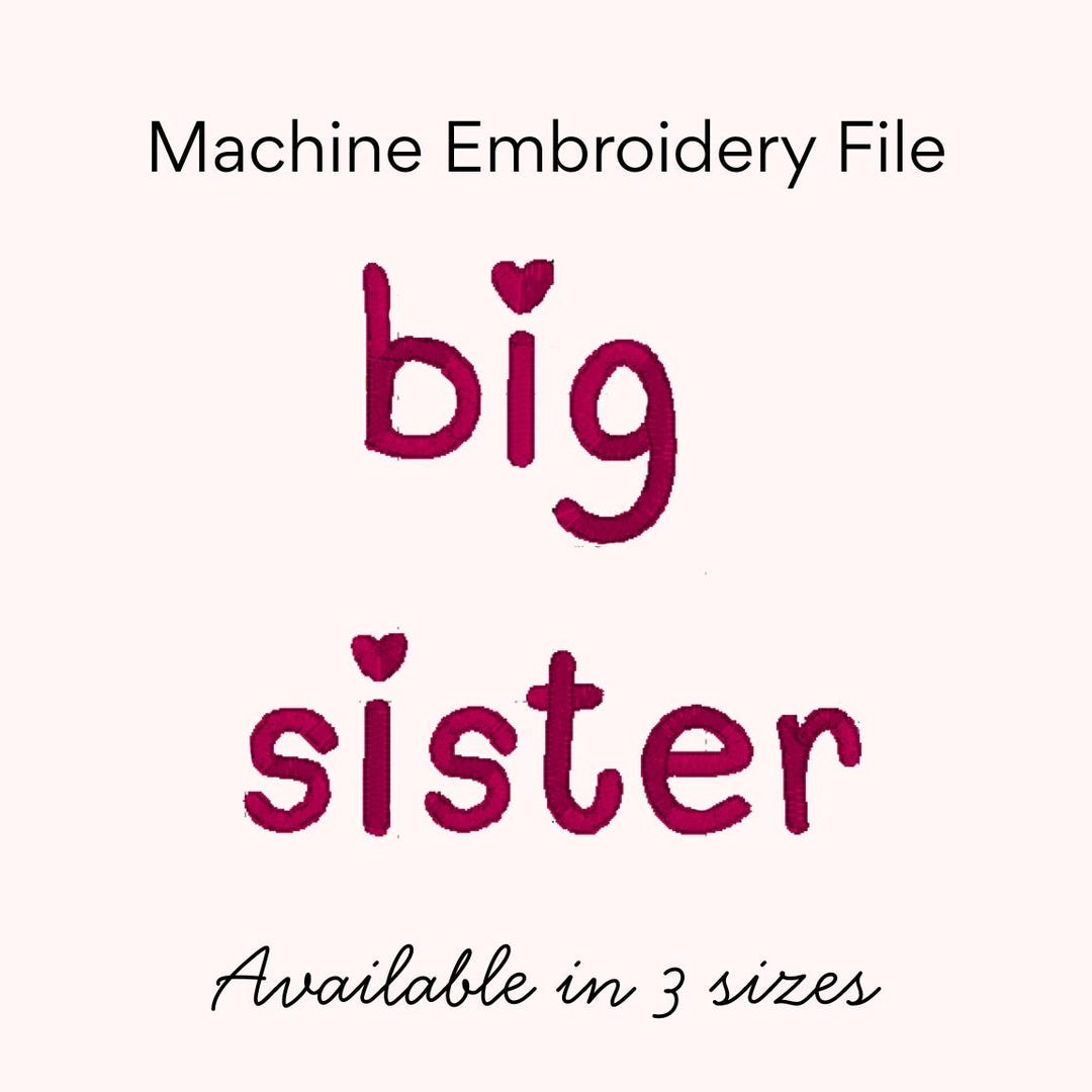 Big Sister Embroidery Design, Pregnancy Announcement Embroidery Files ...