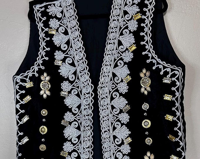 Afghan Waskat in Emerald Green Color With Silver Lacing. - Etsy