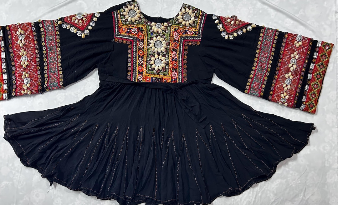 Black Short Afghan Dress With Beaded Detailing - Etsy