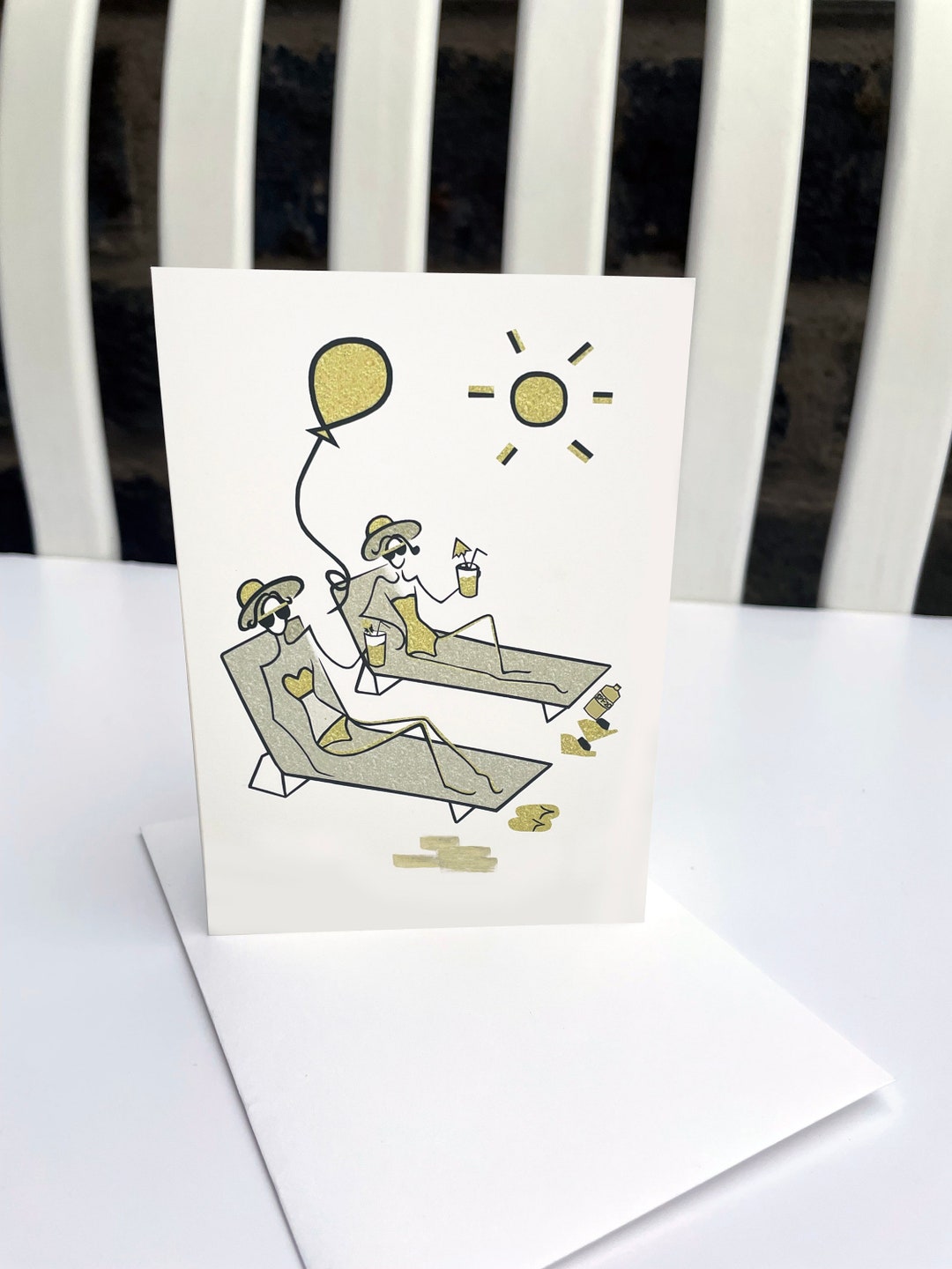 Summer Celebration Birthday Card - A6 Fine Art Greeting - "beachside ...