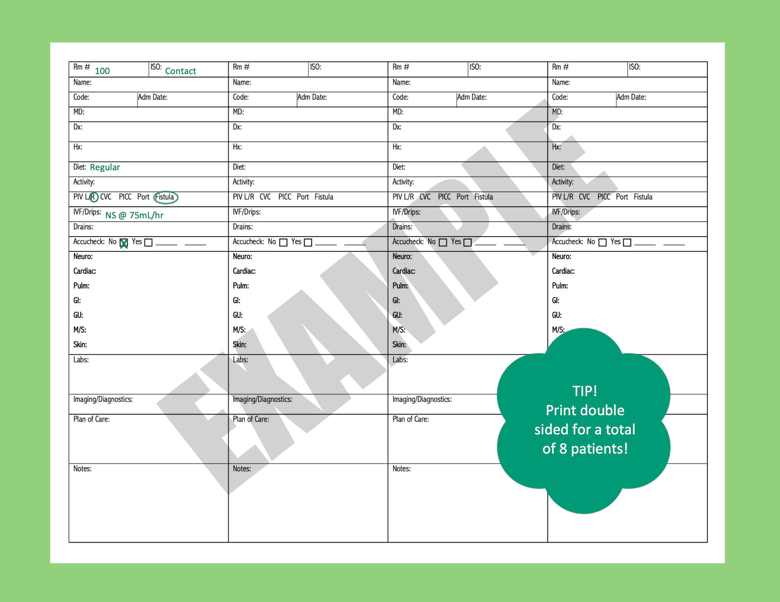 Medsurg Nursing Brain Report Sheet - Printable PDF - Etsy