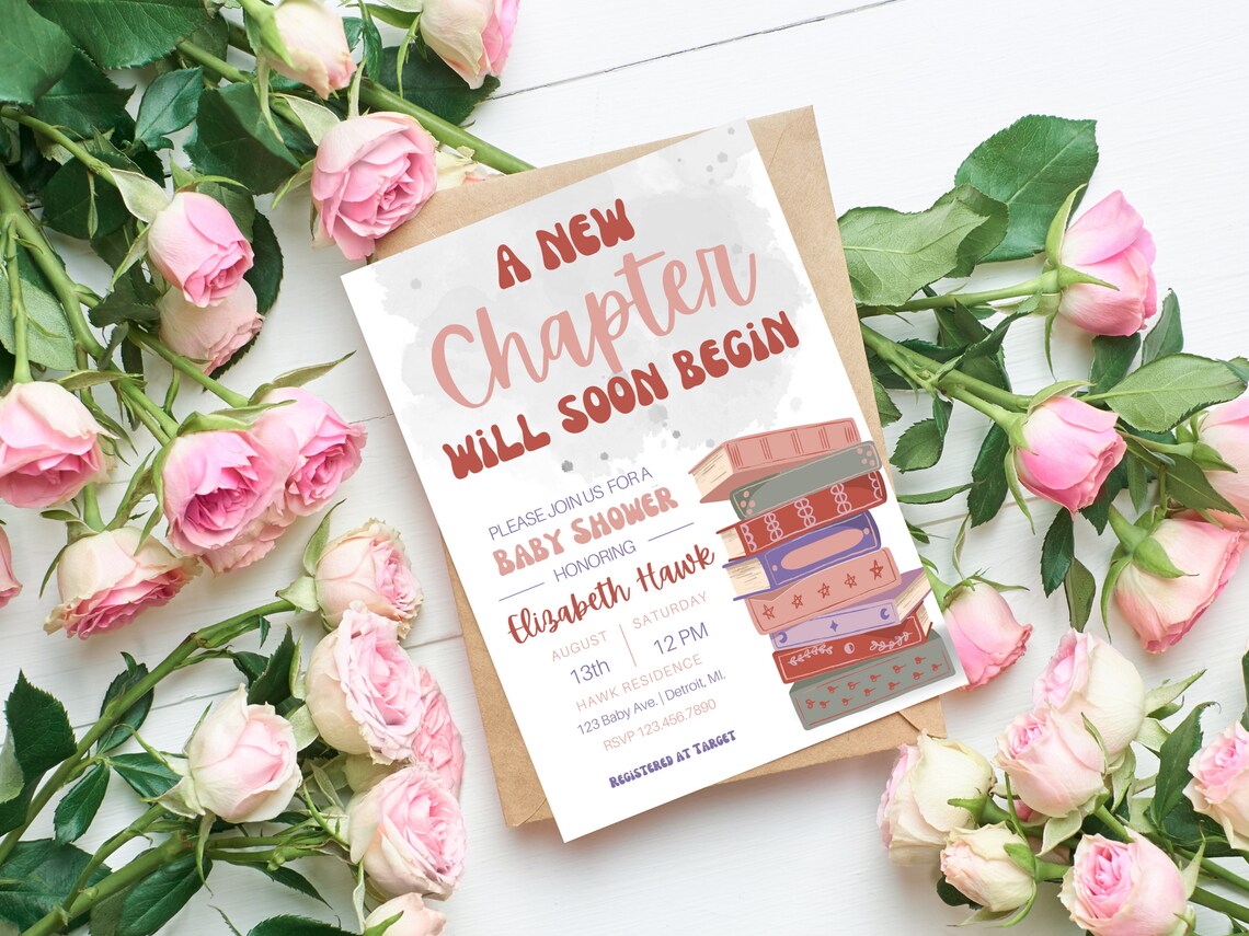 Book Themed Baby Shower Invitationbaby Shower Invitationbook - Etsy