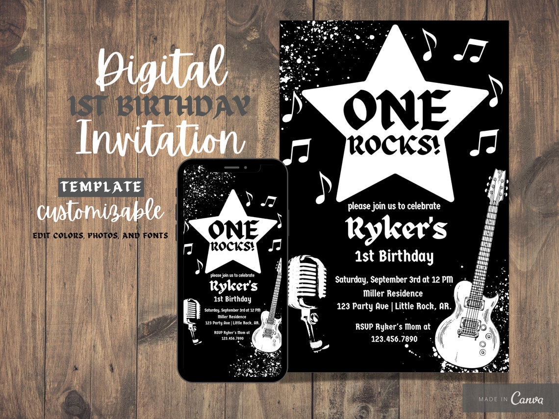 ONE Rocks Birthday Invitationfirst Birthday - Etsy