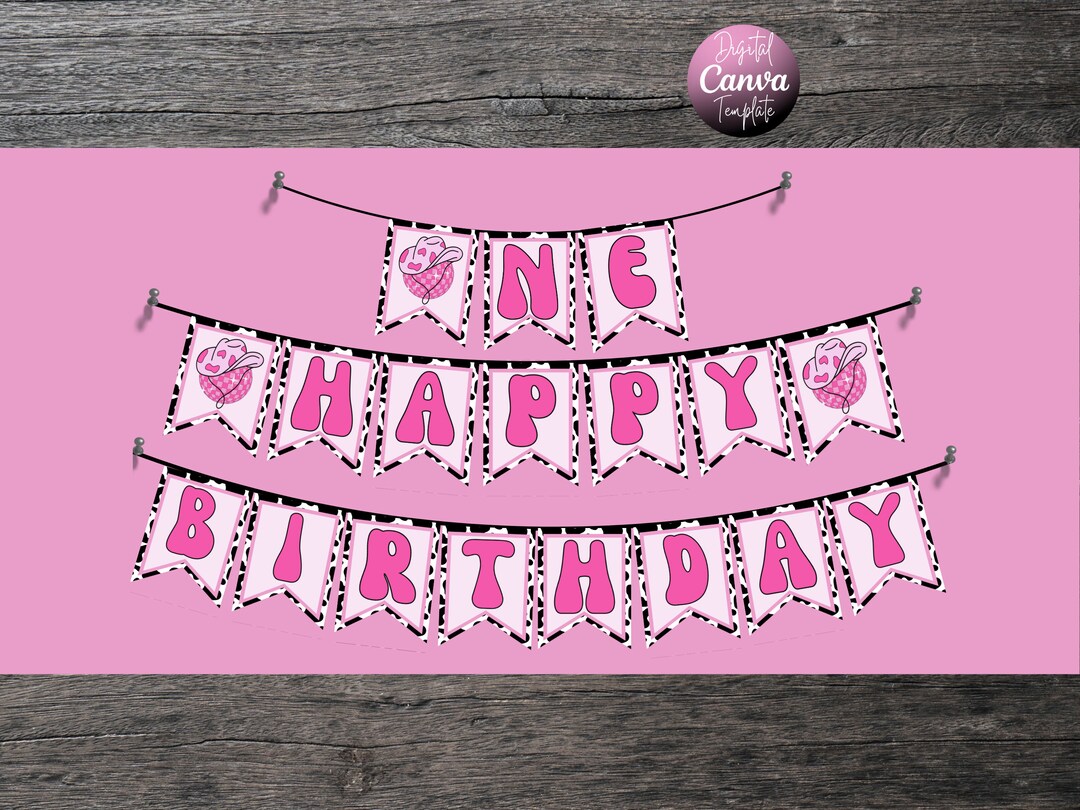 Disco Cowgirl 1st Birthday Banner | Editable Template (digital) - Etsy