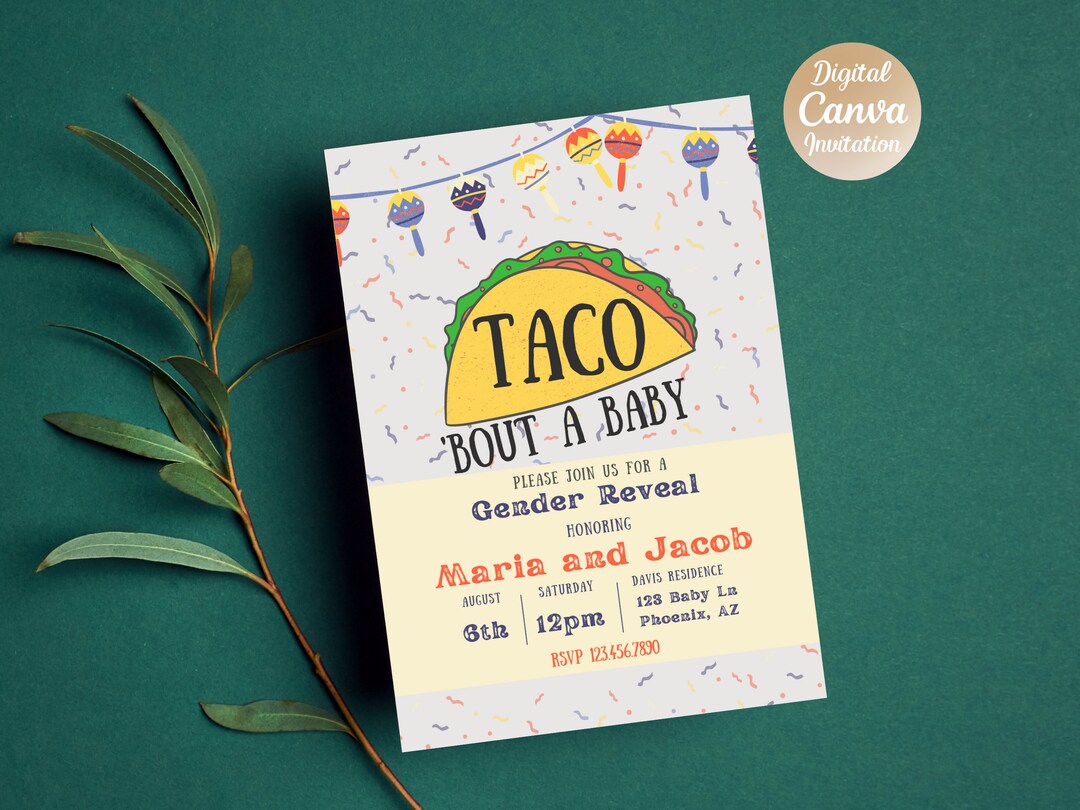Taco Gender Reveal Invitation Baby Gender Reveal Invitationgender ...