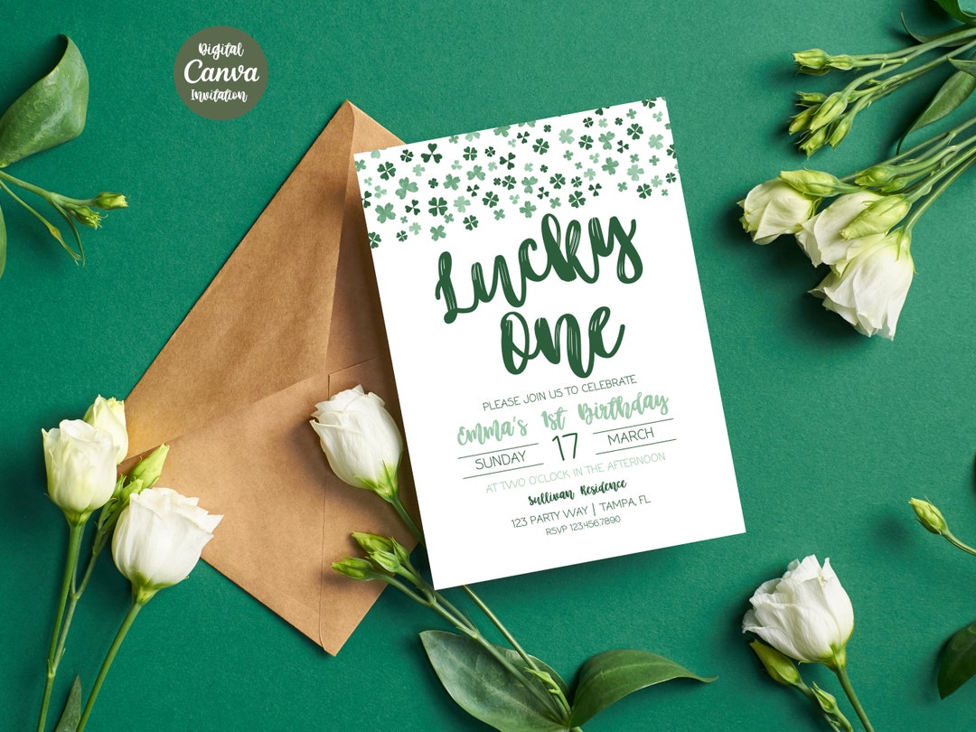 Lucky One Birthday Invitation|1st Birthday Invitation|shamrock Birthday ...