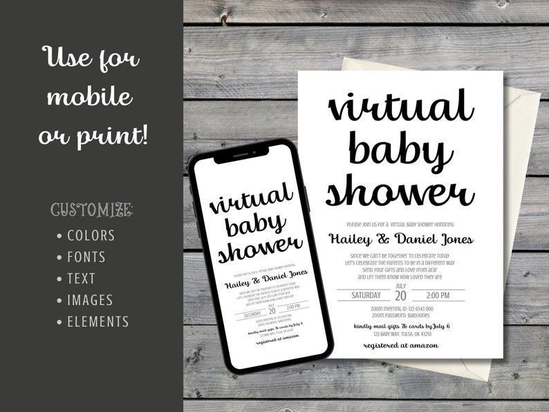Virtual Baby Shower Invitation | Gender Neutral Baby Shower Invite ...