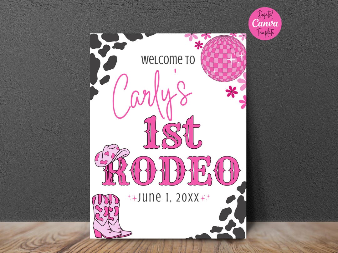 Girl 1st Rodeo Welcome Sign|first Birthday Welcome Sign|editable ...