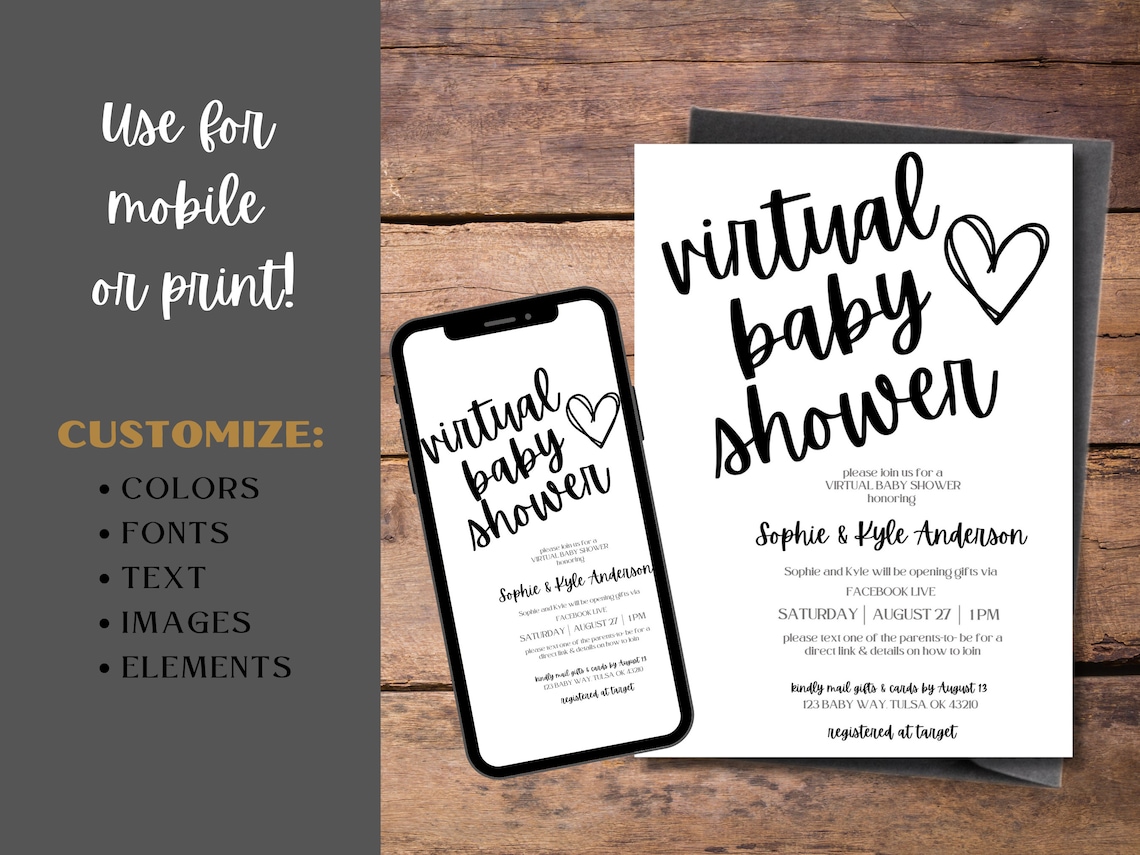 Virtual Baby Shower Invitation|virtual Baby Shower|baby Shower ...