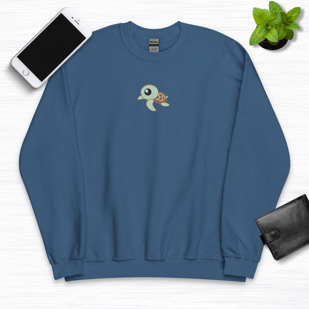 Embroidered Baby Turtle Sweatshirt, Sea Turtle Hoodie, Ocean Reptile ...
