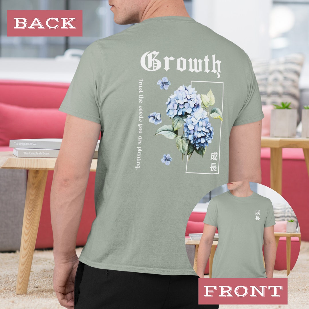 Botanical Growth Shirt, Kawaii Hydrangea Sweatshirt, Japanese Aesthetic ...