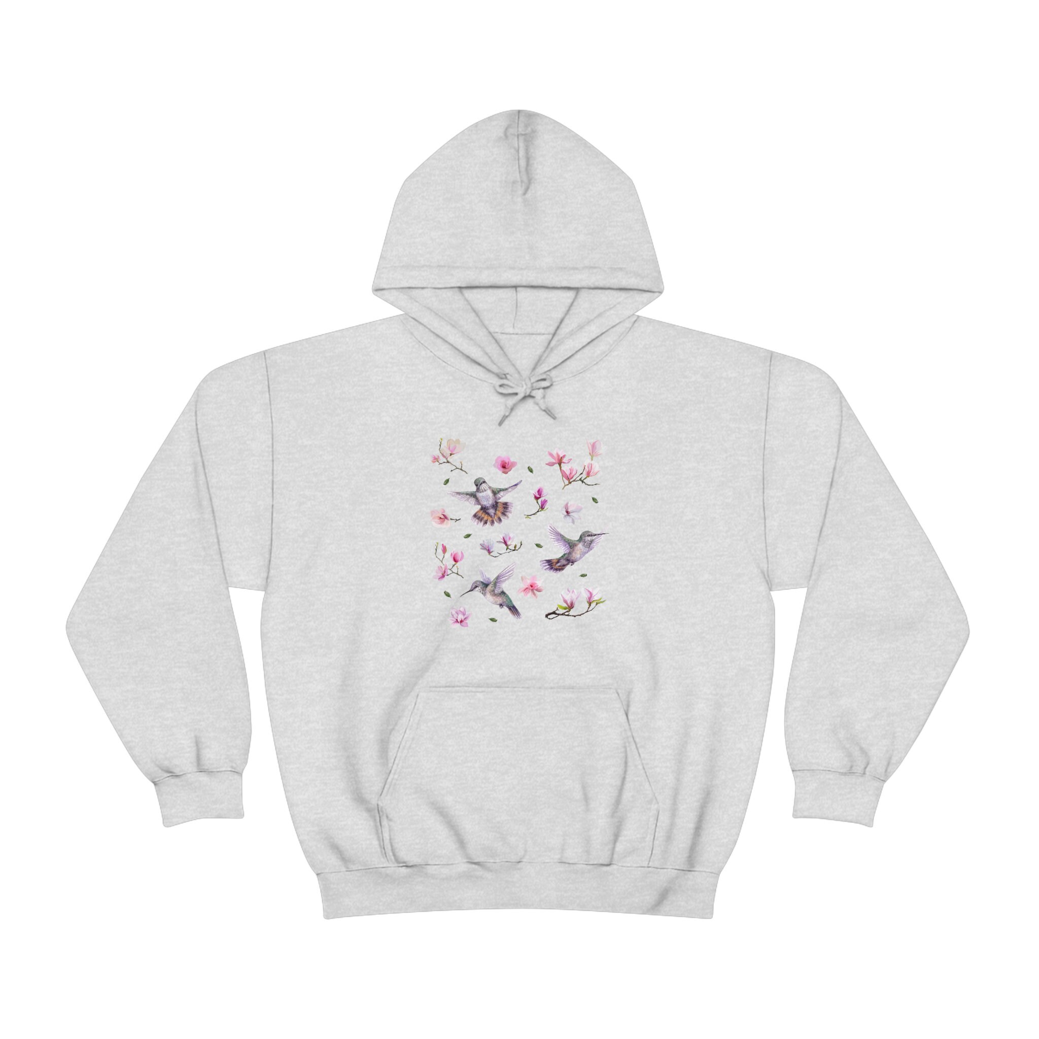 Kawaii Hummingbird Sweatshirt, Floral Bird Hoodie, Magnolia Flower ...