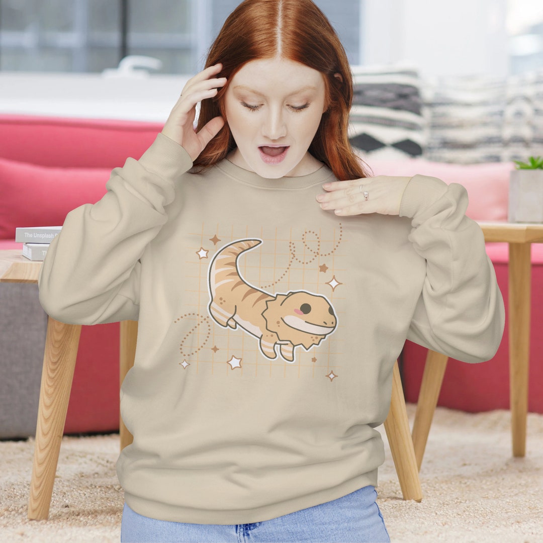 Kawaii Bearded Dragon Sweatshirt, Chibi Reptile Hoodie, Pet Lizard ...