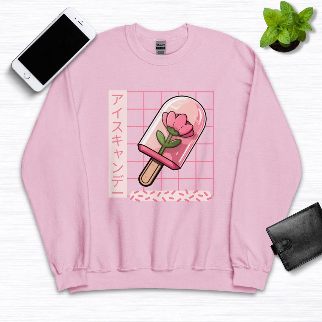 Kawaii Ice Cream Sweatshirt, Dreamy Pastel Popsicle Crewneck, Floral ...