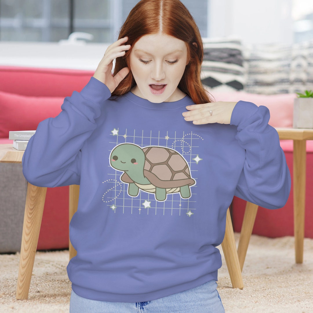 Kawaii Turtle Sweatshirt, Sea Turtle Crewneck, Ocean Reptile Pullover ...