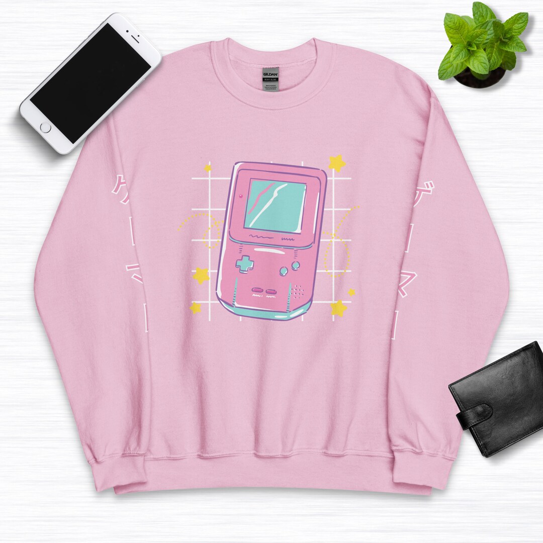Kawaii Gamer Sweatshirt, Old Game Console Hoodie, Pastel Retro Video ...