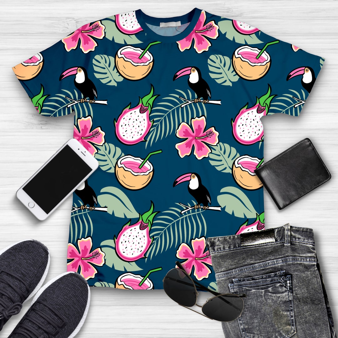 Unisex All Over Print Hawaiian Shirt, Monstera Leaf Pattern Shirt, Palm ...