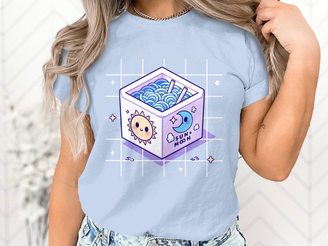 Kawaii Ramen Noodles Shirt, Harajuku Sun & Moon Sweatshirt, Japanese ...