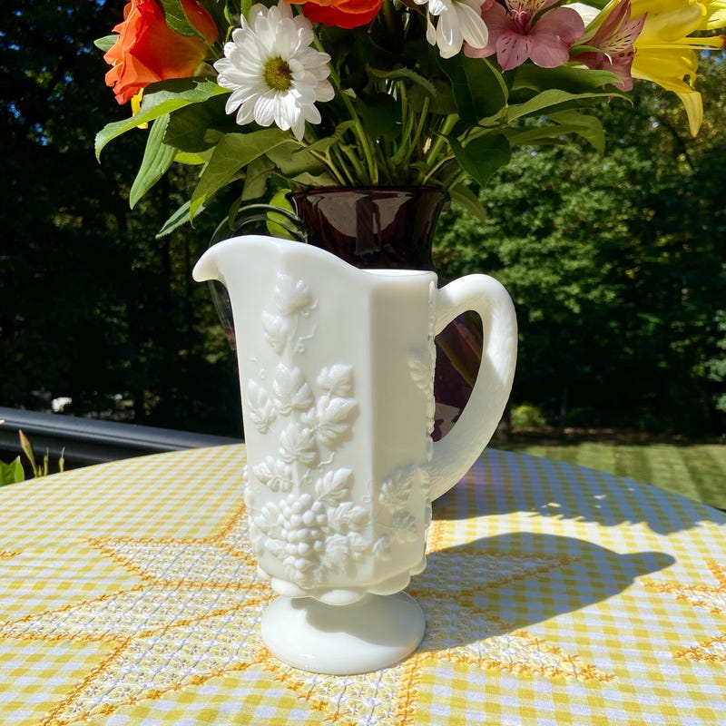 Milk Glass Pitcher - Etsy