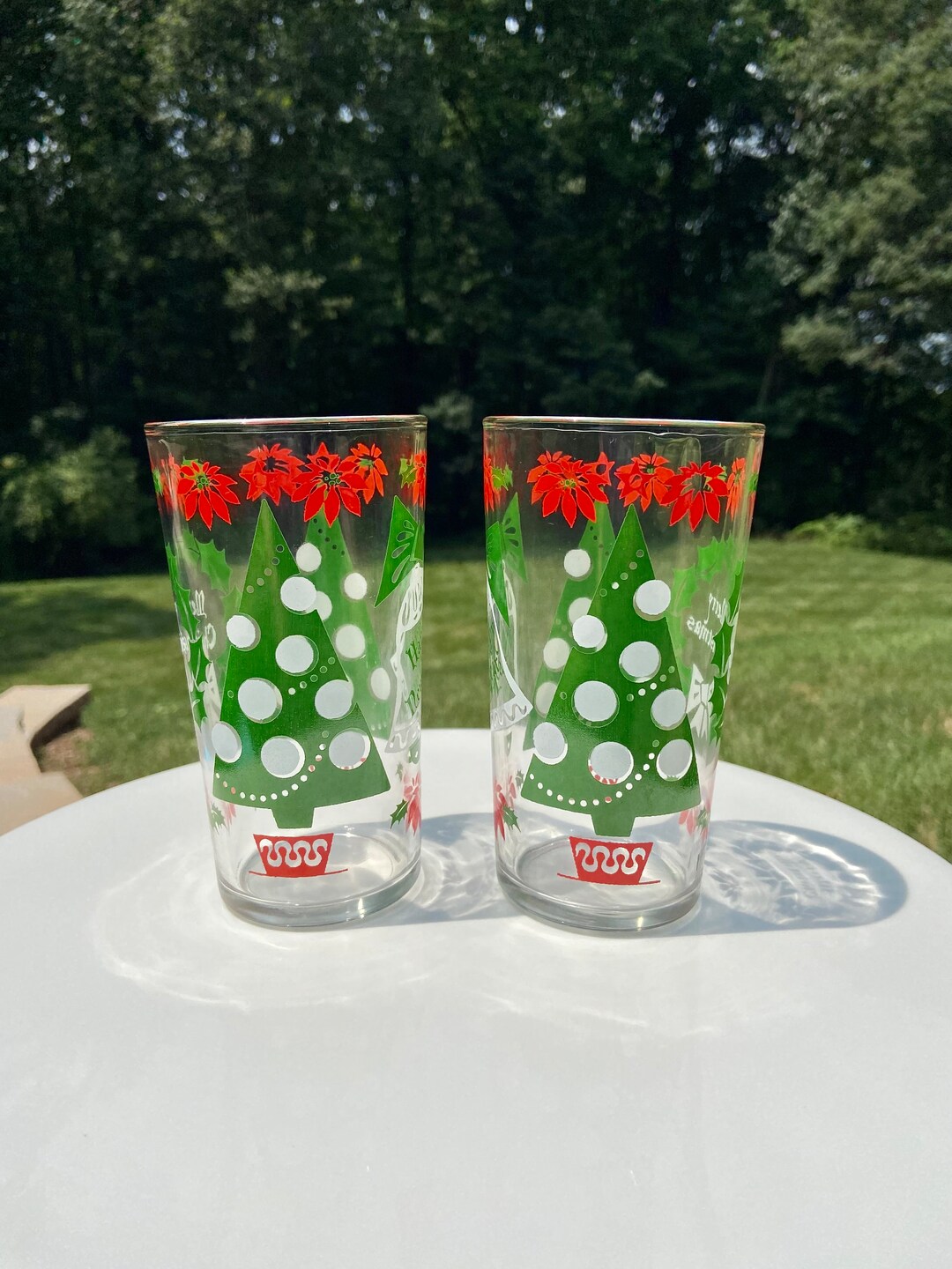 1960s Hazel Atlas Merry Xmas/happy New Year Holiday Glasses/*free ...