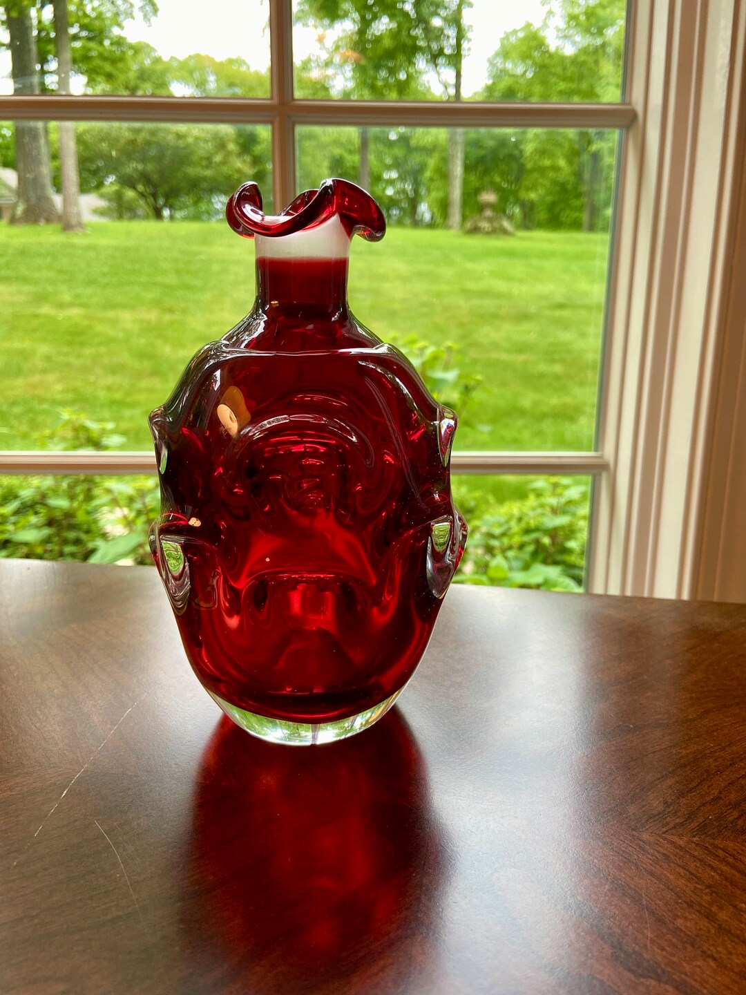 Vintage Swedish Art Glass Ruby Red Thumbprint Decanter/1960s/aseda ...
