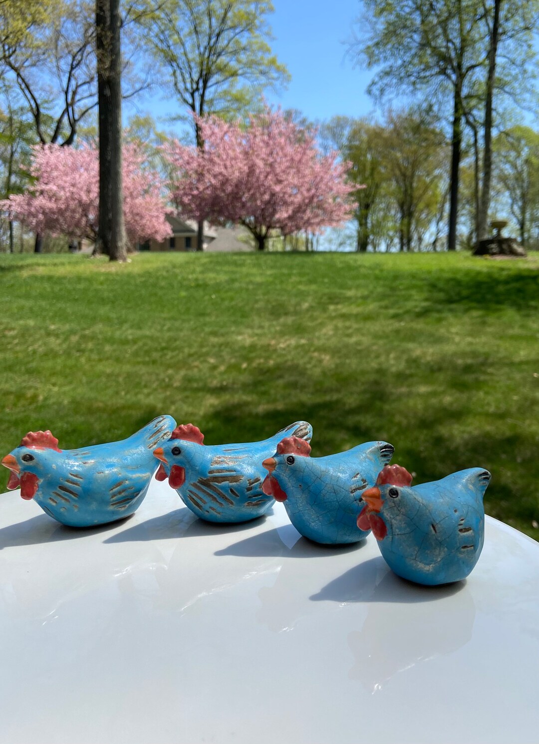 Vintage Raku Handmade Pottery Chickens/hens/roosters/set of 4 - Etsy