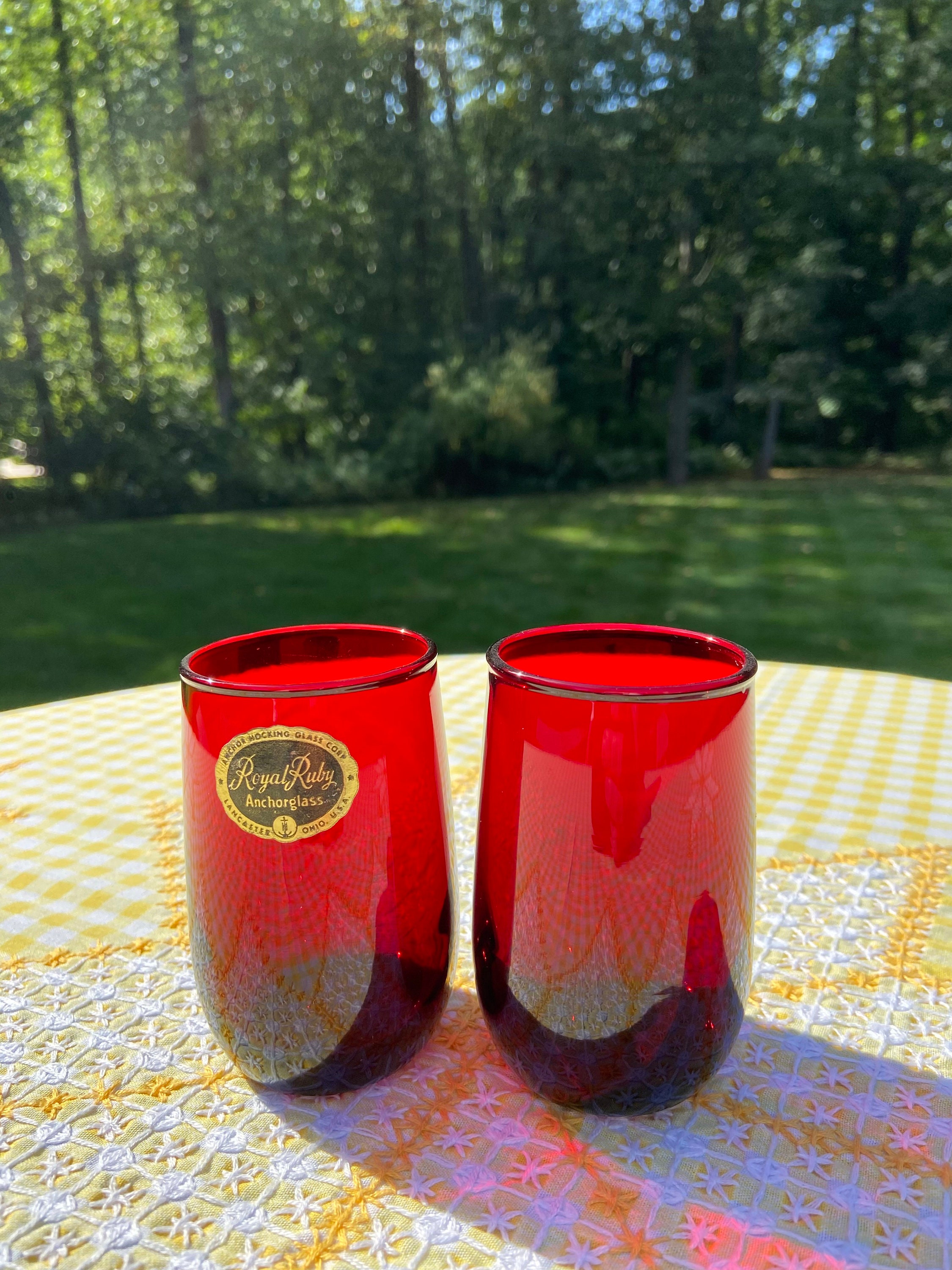 1950s Anchor Hocking Ruby Red Roly Poly Juice Glasses/5 Ounce - Etsy