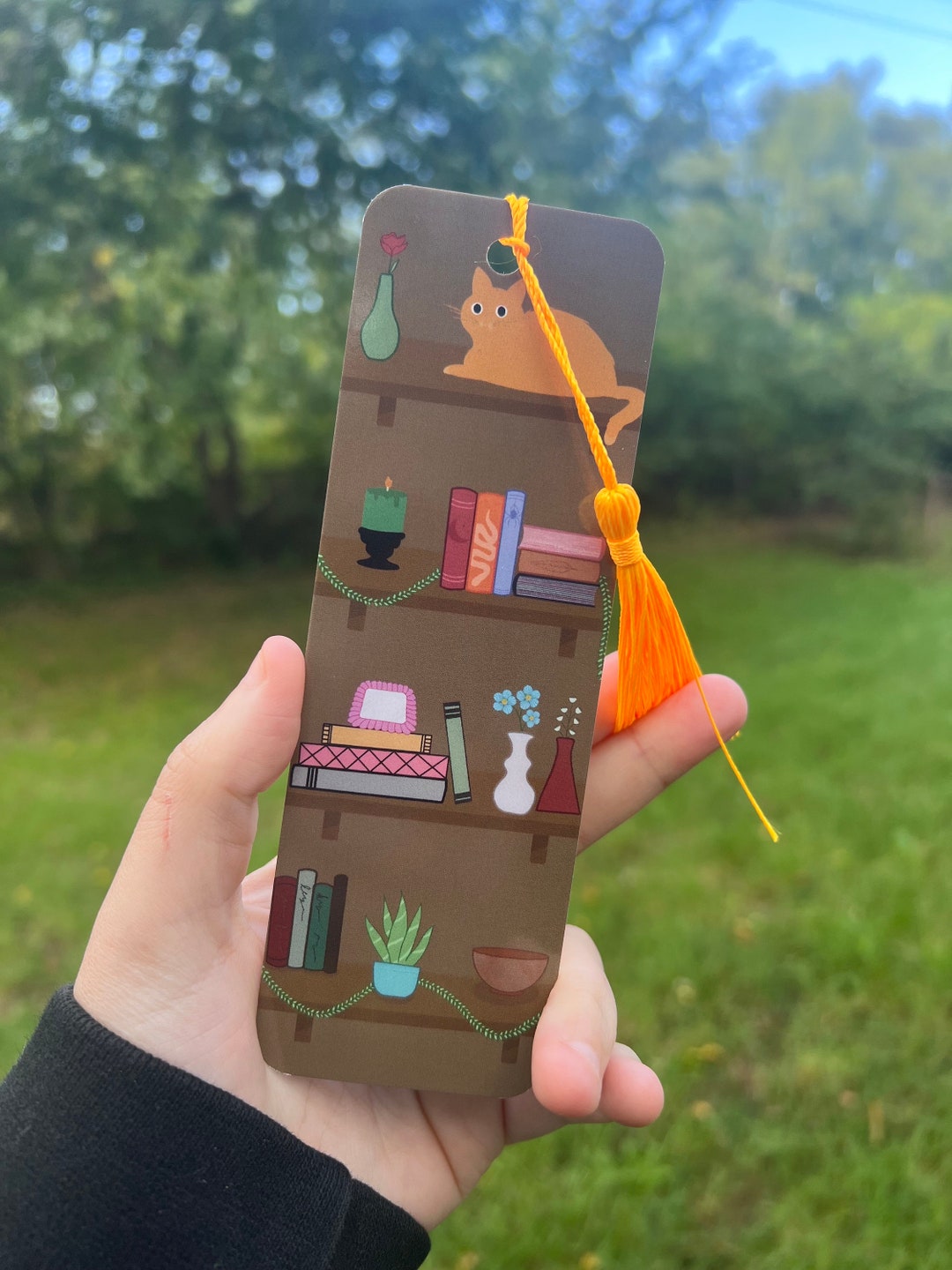 Orange Cat Bookshelf Bookmark Gift for Readers Cat Lover Cat Mom Gift ...