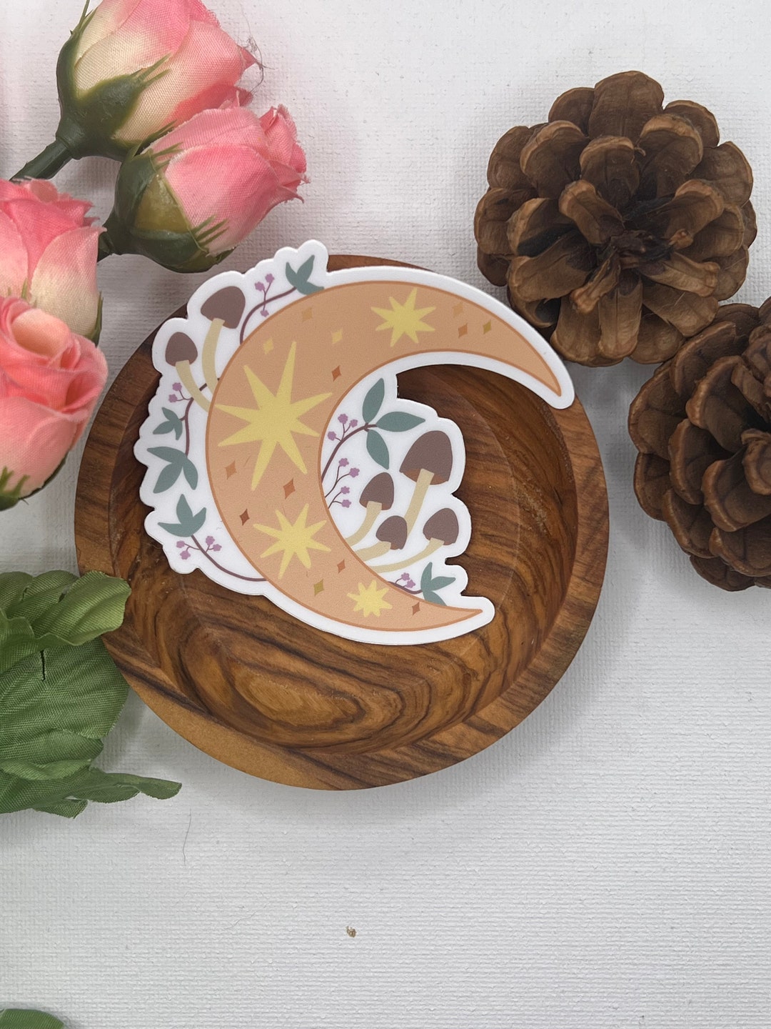 Cottagecore Mushroom Moon Sticker Cute Home Decor - Etsy