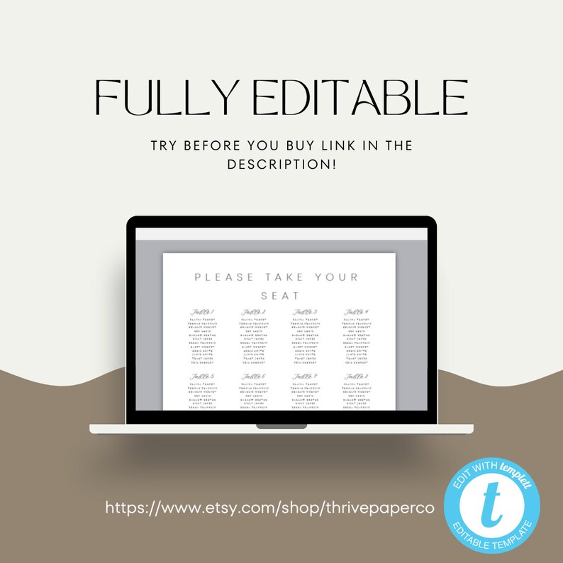 Modern Minimalist Seating Chart | Template, Digital PNG Download, 007 ...