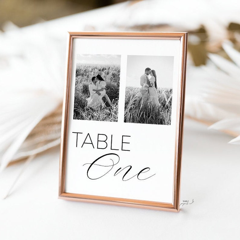 Table Number Sign, Modern Table Numbers, Photo Table Numbers | Template ...