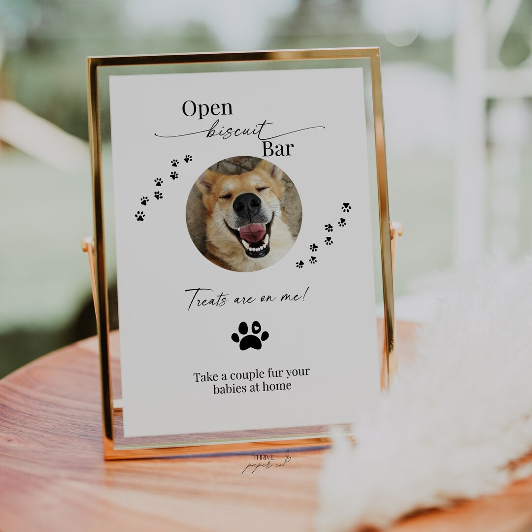 Open Biscuit Bar Sign, Dog Treat Sign, Wedding Biscuit Bar Sign ...