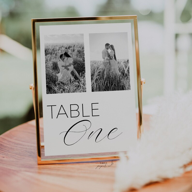 Table Number Sign, Modern Table Numbers, Photo Table Numbers | Template ...