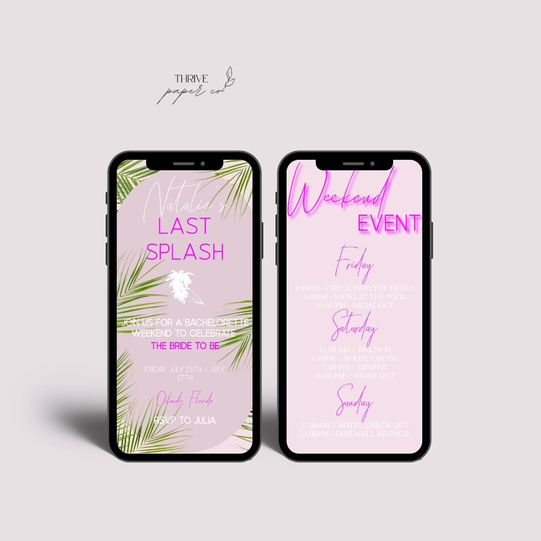 Last Splash Bachelorette Evite Bachelorette Weekend, Mobile Invite and ...