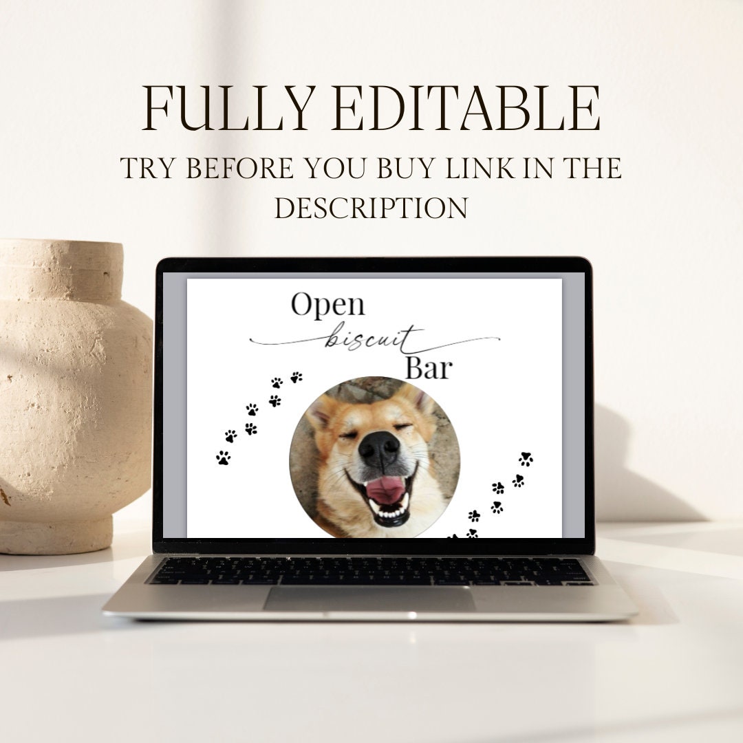 Open Biscuit Bar Sign, Dog Treat Sign, Wedding Biscuit Bar Sign ...