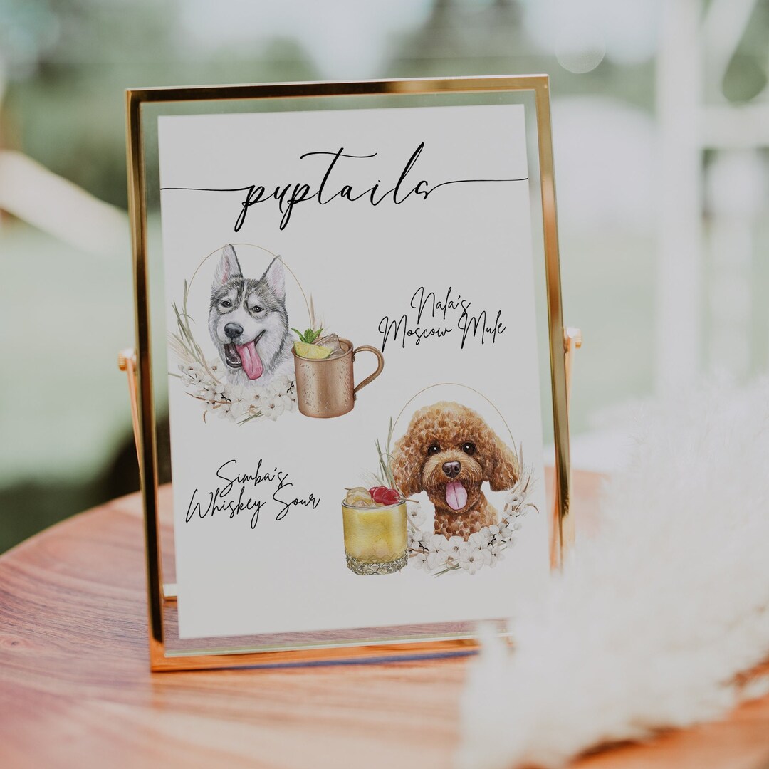 Puptails Bar Sign, Signature Drink Bar Sign, Dog Bar Sign, Customized ...